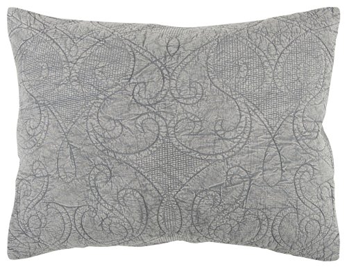 Rizzy Home | BQ4566 | Polyester King Sham | 20"x36" Gray/Black/Nuetral Solid