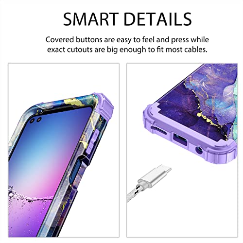 Rancase Compatible with Motorola Moto One 5G Case (2020),Moto G 5G Plus Case,Moto One 5G UW Case,Three Layer Heavy Duty Shockproof Protection Hard Plastic Bumper +Soft Silicone Rubber Case,Purple
