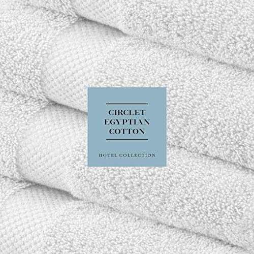 Luxury White Bath Towels Large - Circlet Egyptian Cotton | Highly Absorbent Hotel spa Collection Bathroom Towel | 30x56 Inch | Set of 2