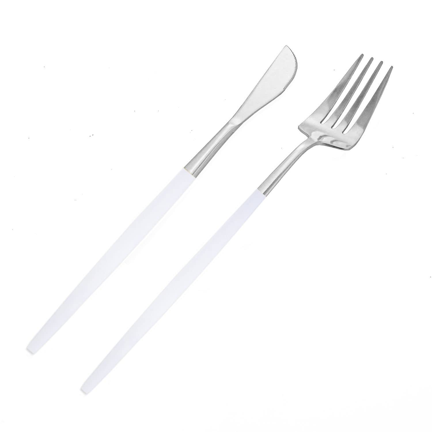 Dnalrhoi 24-Piece Korean Silverware Sets Mirror Polished Stainless Steel Western Flatware Cutlery Set Service for 6 Including Forks Spoons Knives Kitchen(White Silver)