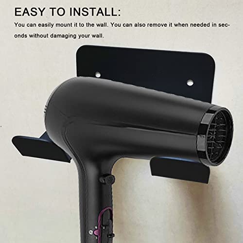Jeanoko Hair Blow Dryer Holder, Wall Mounted Easy to Hair Dryer Rack for Washroom(Black)