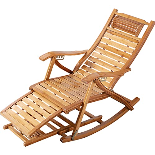 Lounge Chair, Outdoor Patio Woodenl Rocking Chair, Padded Modern Rocker Chairs with Cushion, Support 440lbs for Porch, Deck, Balcony or Indoor Use (Color : with Brown Cushions, Size : Rocking Chair