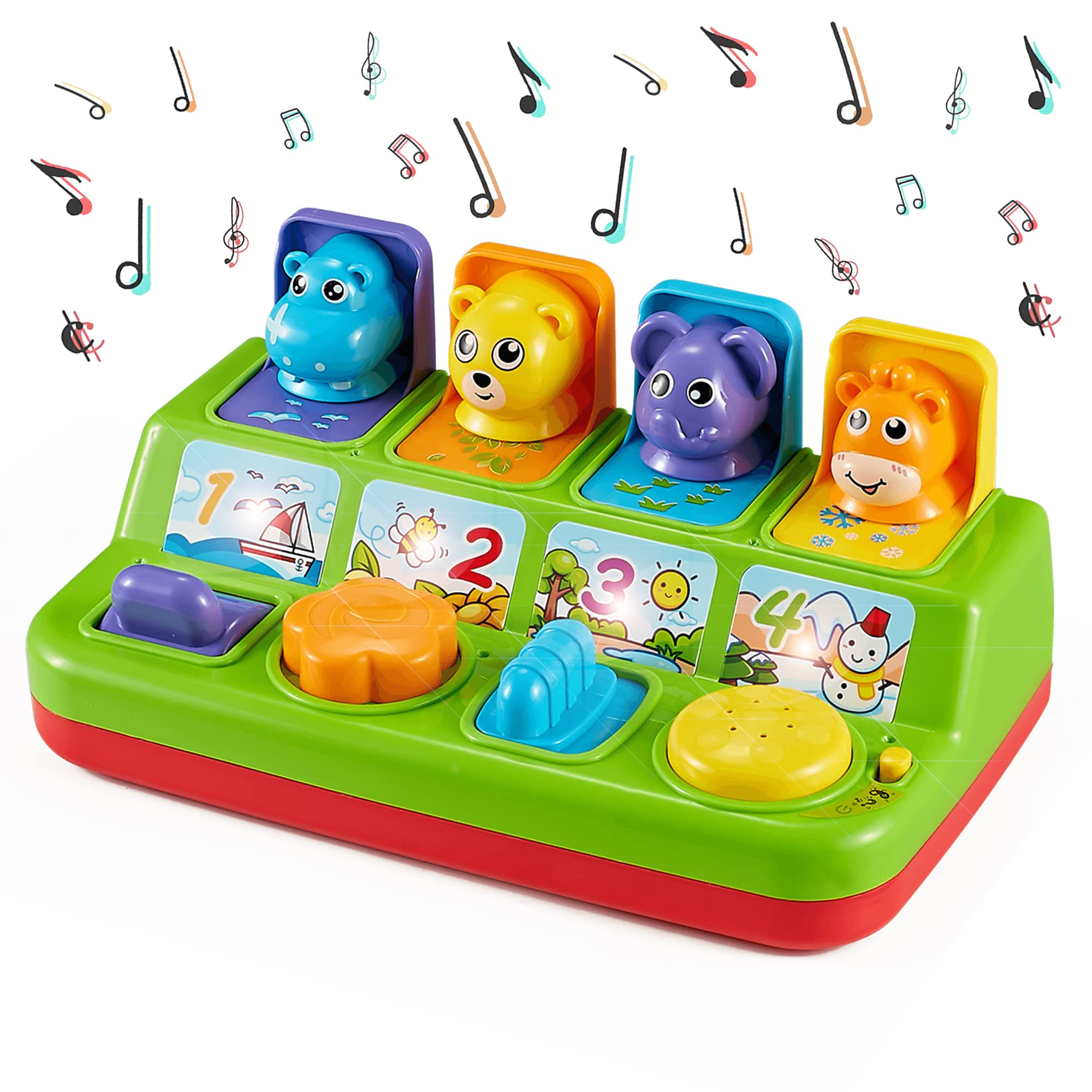 Think Gizmos Interactive Activity Pop-Up Toy for Toddlers Ages 1,2,3 – Peek-a-Boo Toy with Lights, Sounds & Music – Cute Animal Learning Game