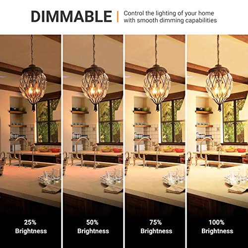 E12 Candelabra LED Bulbs 6W(60 Watt Equivalent) Stepless Dimming, Chandelier Light Bulbs 2700K Warm White 600LM, B11 Candle Base Bulb for Ceiling Fan, Wall Sconce, Table Lamps, 6 Pack
