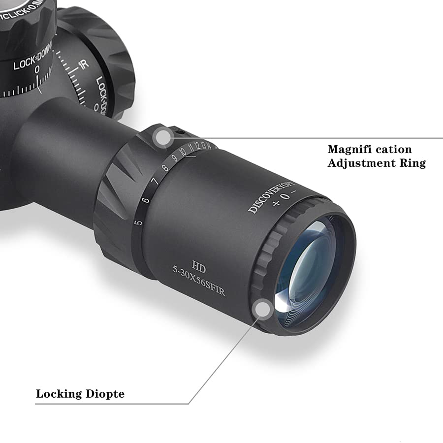 DISCOVERYOPT HD 5-30x56 FFP First Focal Plane (FFP) Rifle Scope with Red Illuminated Reticle and Parallax Adjustment High Definition Hunting Scope