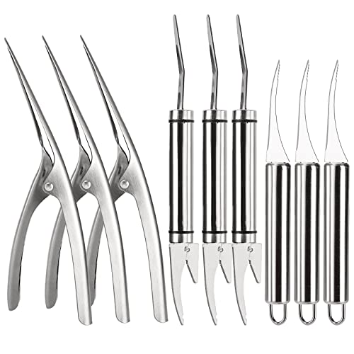 Lyellfe 9 Pieces Shrimp Deveiner Tool, Food-grade 18/8 Stainless Steel Shrimp Peeler, Multipurpose Shrimp Line Fish Maw Scale Knife, Great for Seafood Knives House Kitchen Tool