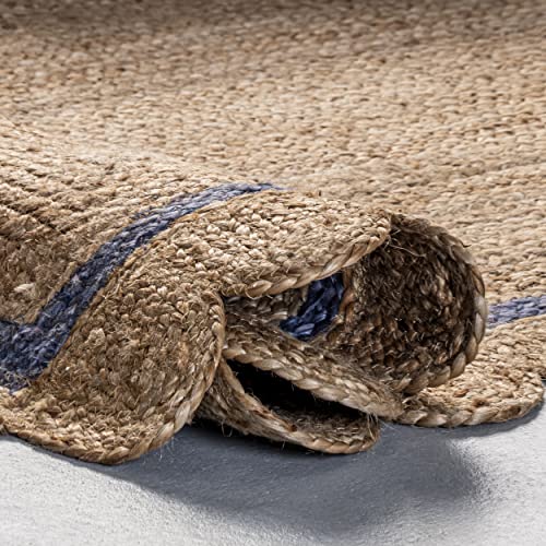 nuLOOM Tera Petals Braided Jute Area Rug, 4x6, Blue