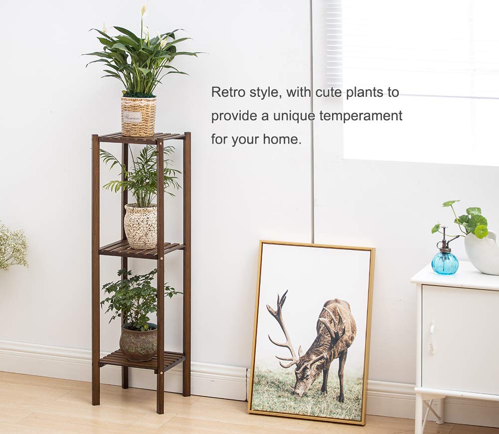 COPREE Bamboo Utility 3 Tier Plant Stand Rack Multiple Flower Pot Holder Shelf Indoor Outdoor Planter Display shelving unit for Patio Garden