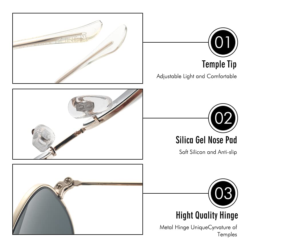 CONRAD RONTGEN Premium Aviator Sunglasses for Men Women Classic Aviators Sun Glasses (Black frame/Grey black lens)