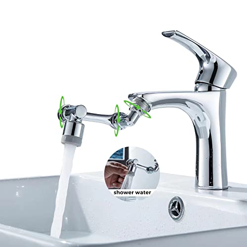 Faucet Extender, 1080° Large-Angle Faucets Aerator, Universal Splash Filter Faucet Nozzle Faucet Adaptor for Kitchen and Bathroom, Swivel Faucet Aerator Sink Face Wash Attachment (2 modes)