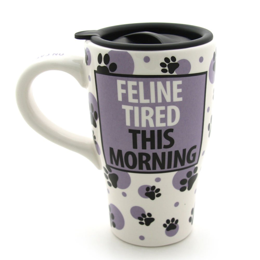 Enesco Our Name IS Mud TRAVEL CAT SNOOZE BUTTON Travel Mug, 6-Inch