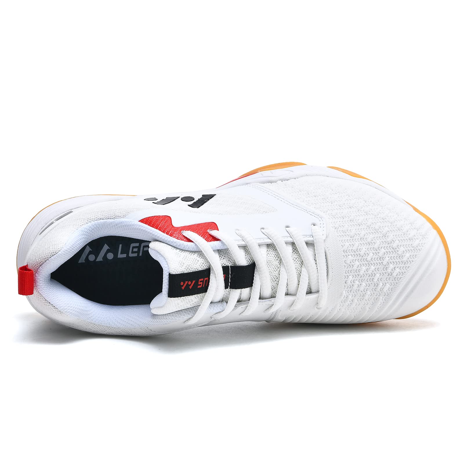 Condromly Women's Light 23 Lightweight Cushioning Non-Marking Pickleball Court Shoes (White/Red, 8)
