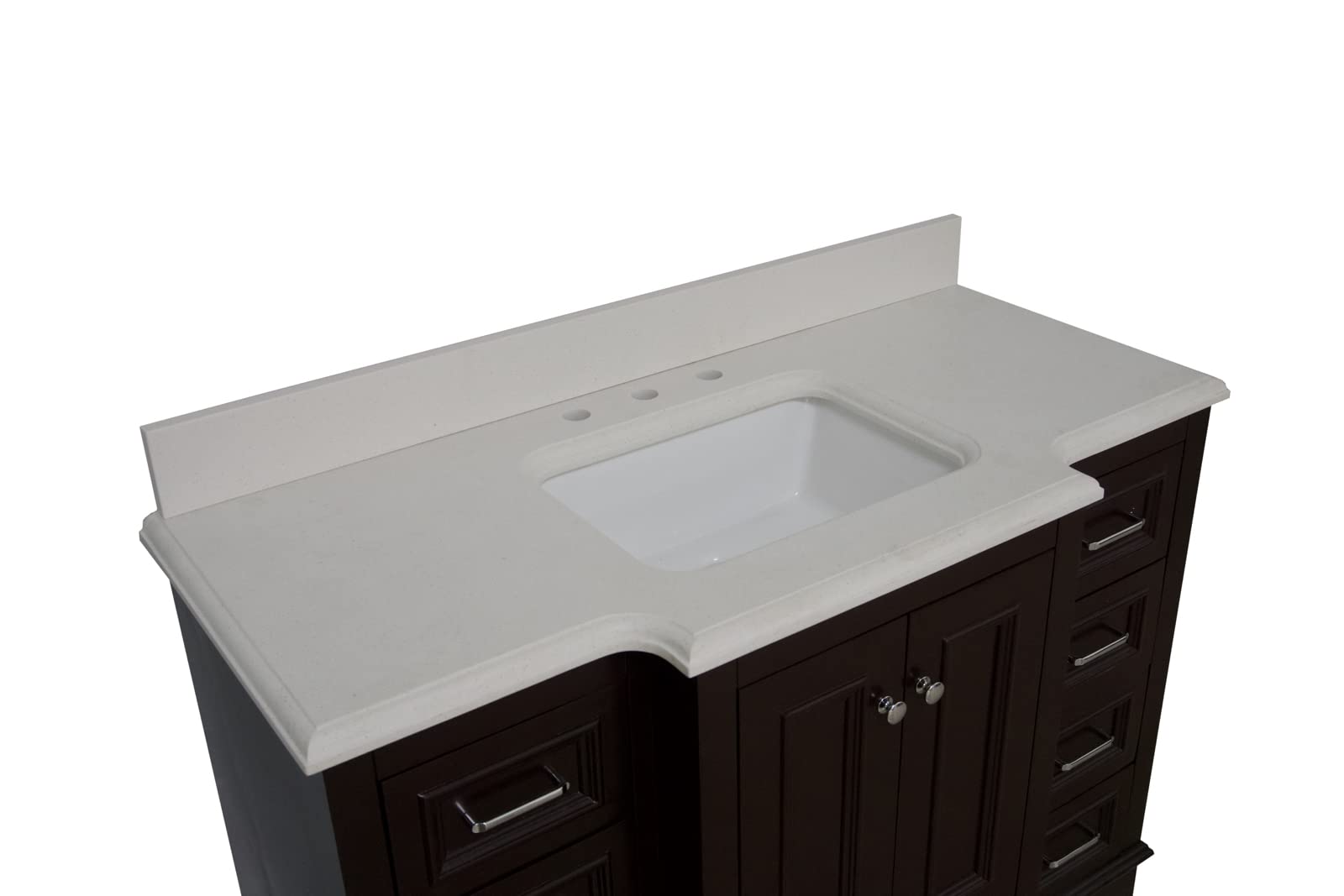 Nantucket 48-inch Bathroom Vanity (Quartz/Chocolate): Includes Chocolate Cabinet with Stunning Quartz Countertop and White Ceramic Sink