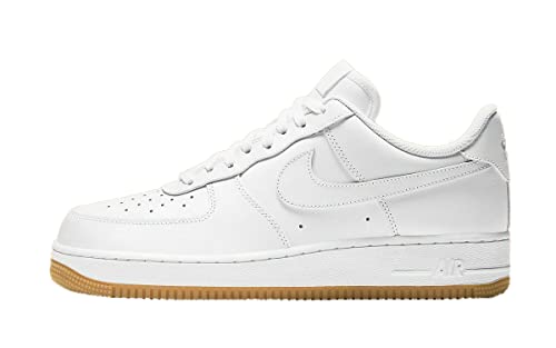 Nike Men's Air Force 1 Low Shoe, White/White-gum Light Brown, 10