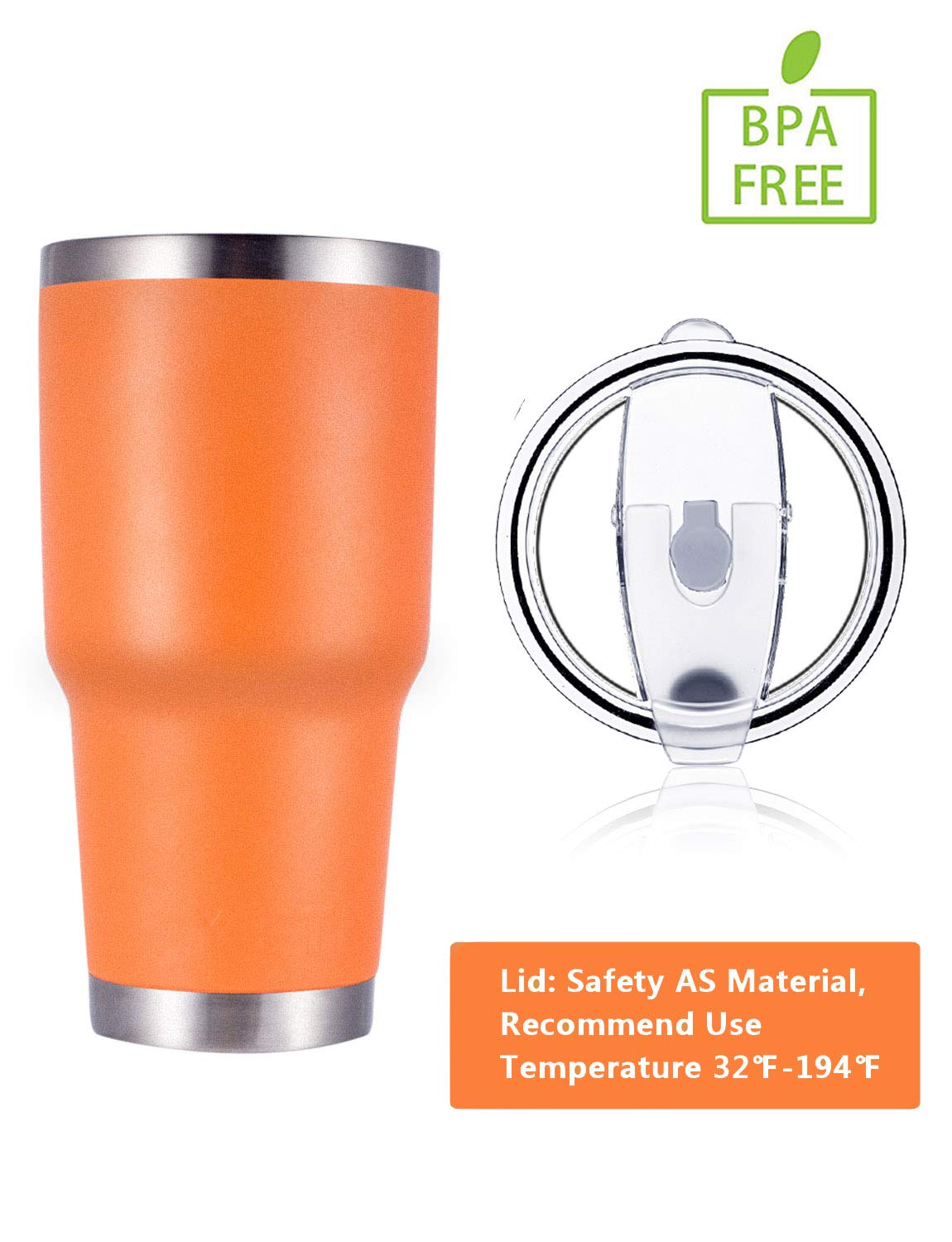 DYNAMIC SE 30oz Tumbler Double Wall Stainless Steel Vacuum Insulated Travel Mug with Splash-Proof Lid Metal Straw and Brush (Orange)