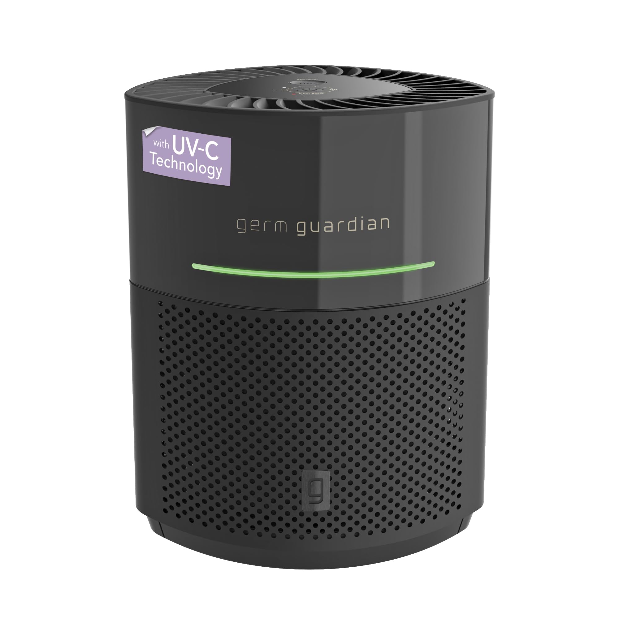 GermGuardian AirSafe+ Intelligent Air Purifier with 360° HEPA 13 Filter, Captures 99.97% of Pollutants, Wildfire Smoke, Large Rooms, Air Quality Sensor, UVC Light, Zero Ozone Verified, Black, AC3000B