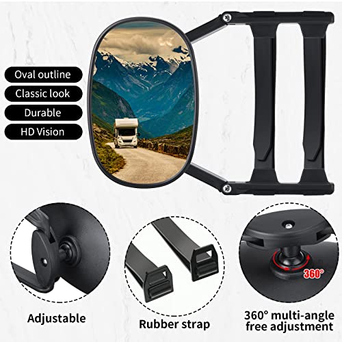 Towing Mirrors Mirror Extensions for Towing Universal Trailer Clip on Mirror Side Mirror Extensions for Towing Adjustable 360 Degree Rotation Extends Camper Towing Mirrors for Car Truck Black(2 Pcs)