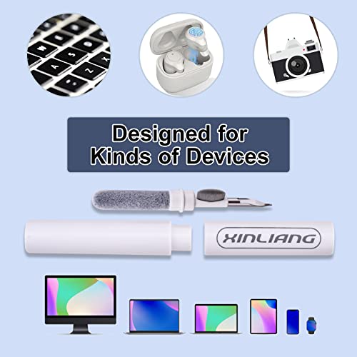 XINLIANG 2Packs Airpods Cleaner Kit, 3 in 1 Designed Soft Brush Multi-Functional Airpod Pro Cleaning Pen for Wireless Earphones Bluetooth Headphones, Keyboard, Camera, Earphone, iPhone(White).