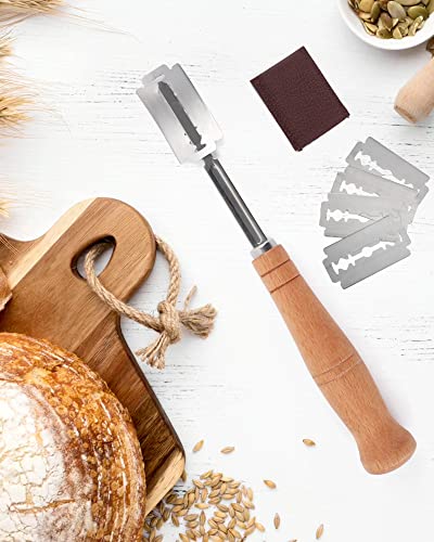 DOYOLLA Bread Proofing Baskets (Set of 3, 8.5inch), Sourdough Bread Making Supplies w/Bread Lame and Scraper, Dough Proofing Rising Bowls Kit for Sourdough Starter
