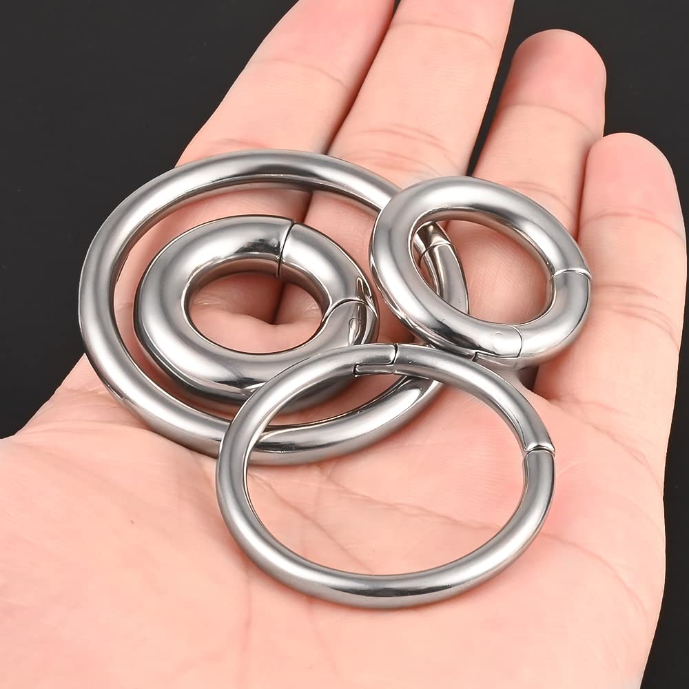 DOEARKO 2PCS Simple Hoop Ear Plugs Body Piercing Tunnels 316 Stainless Steel Hypoallergenic Earrings Plugs for Ears Expander Body Jewelry (Gauge:4mm(6G)*40mm(diameter), Silver)