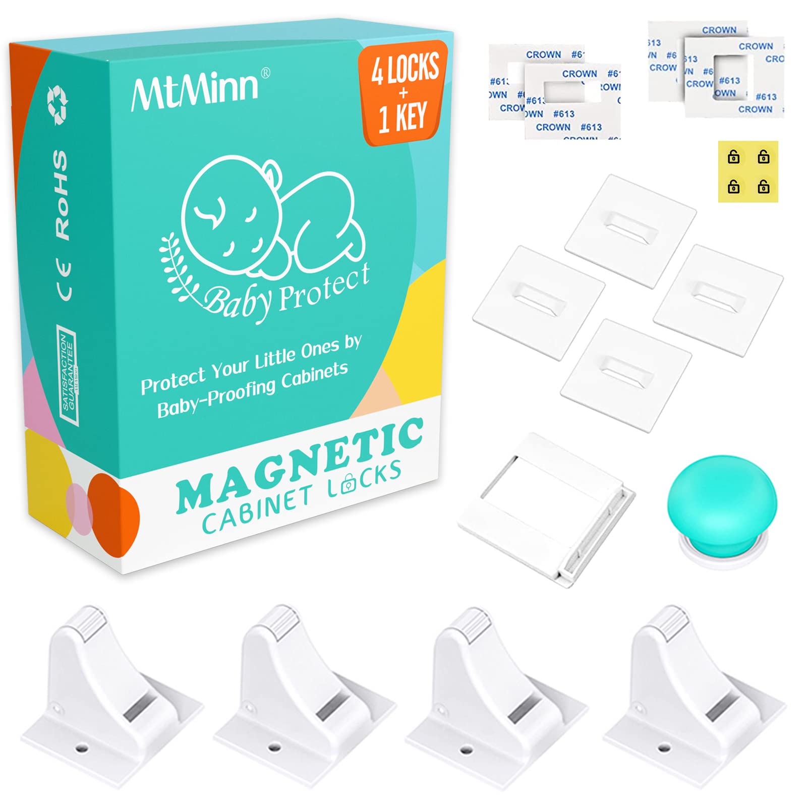Child Safety Magnetic Cabinet Locks (12 Pack + 2 Keys) - Baby Proofing Cupboard Locks with Key for Toddler-Easy Installation, Invisible, Blue