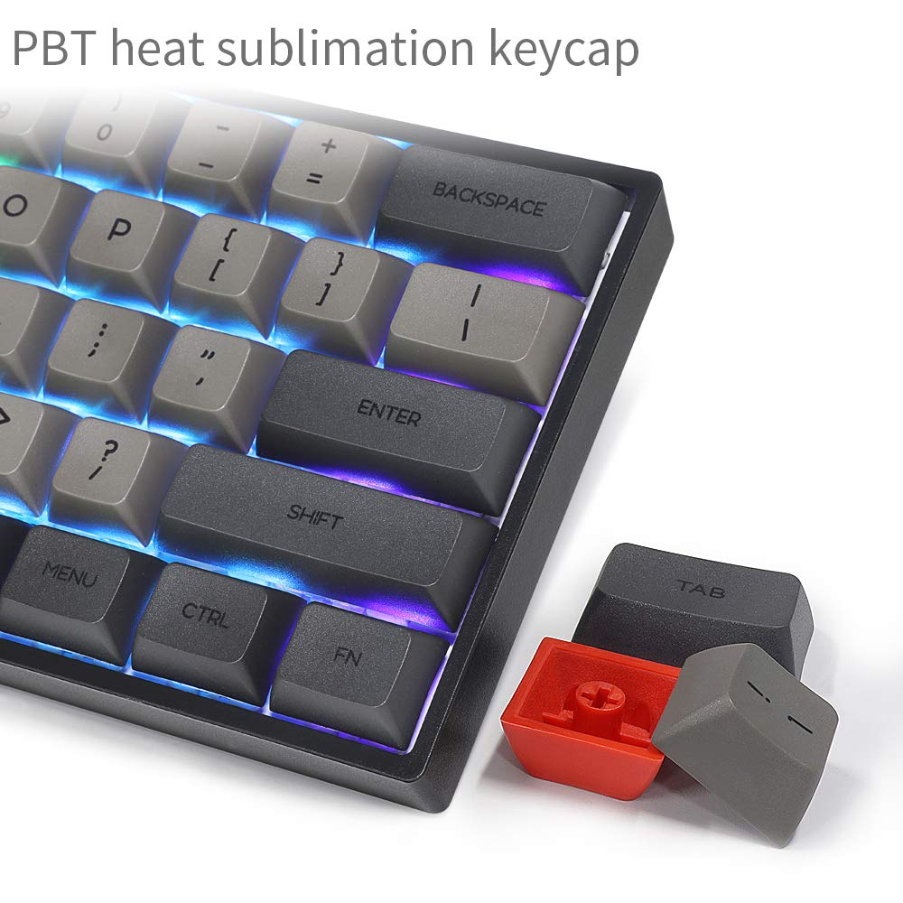 YUNZII SK61S Black Wireless 60% Keys NKRO Gateron Optical Switch RGB Backlight Programmable Mechanical Gaming Keyboard (Gateron Optical Brown, Black 61 Keys)