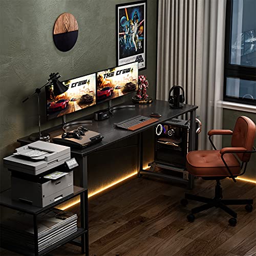 Coleshome 55 Inch Computer Desk, Modern Simple Style Desk for Home Office, Study Student Writing Desk, Black