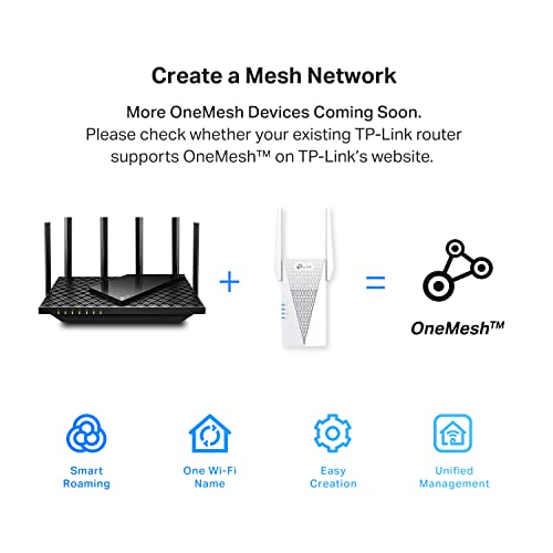 TP-Link AX3000 WiFi 6 Range Extender, PCMag Editor's Choice, Dual Band WiFi Repeater Signal Booster with Gigabit Ethernet Port, Access Point, APP Setup, OneMesh Compatible