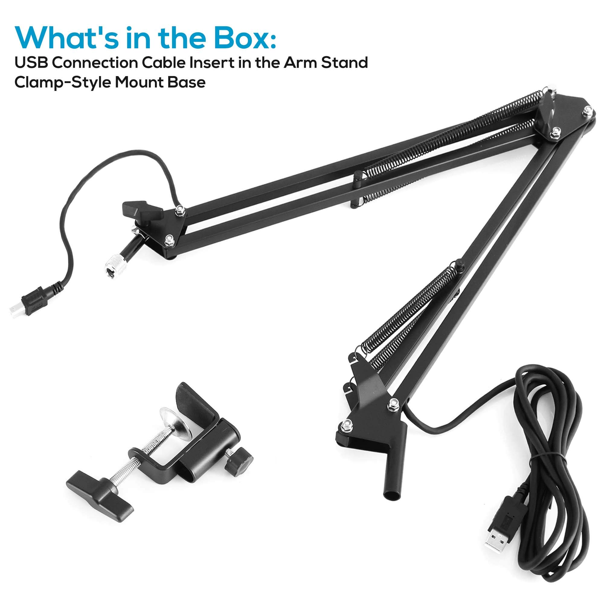Soul Inscriptions Press USB Suspension Boom Microphone Stand-Adjustable Compact USB Microphone Arm Stand,Durable Steel for Radio Broadcasting Studio,Voice-Over Sound Studio,TV Stations - PMKSHUSB04