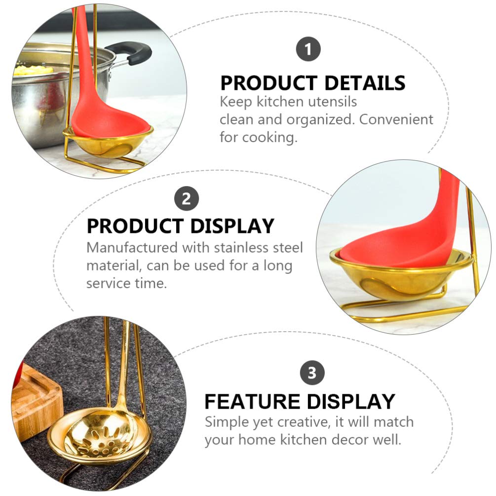 DOITOOL Stainless Steel Soup Ladle Spoon Rest Kitchen Utensil Rest Gold