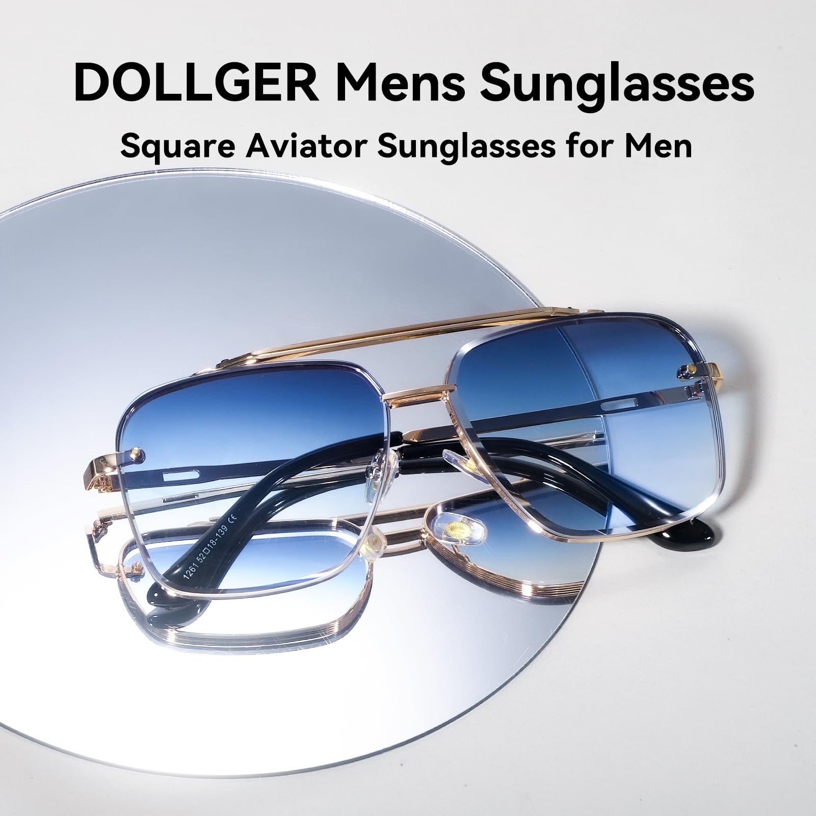 Dollger Square Aviator Sunglasses for Men and Women Fashion Metal Vintage Gradient Shades Sunglasses UV400 Protection