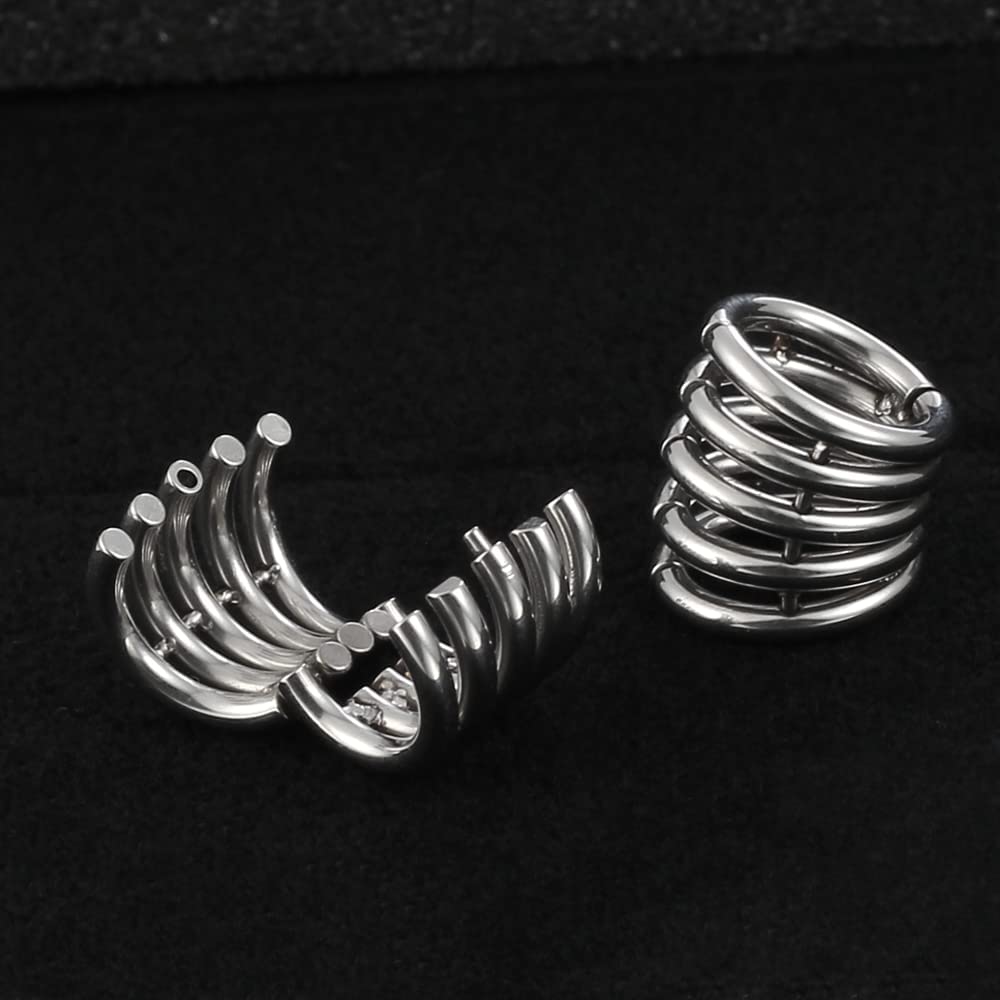 Earblity 10mm Stacker Ring Lobe Clip Ear Gauges Plugs Ear Tunnels Stretcher Earring Studs Clip on Cartilage Body Piercing Jewelry 2PCS Gold Rose Black Silver