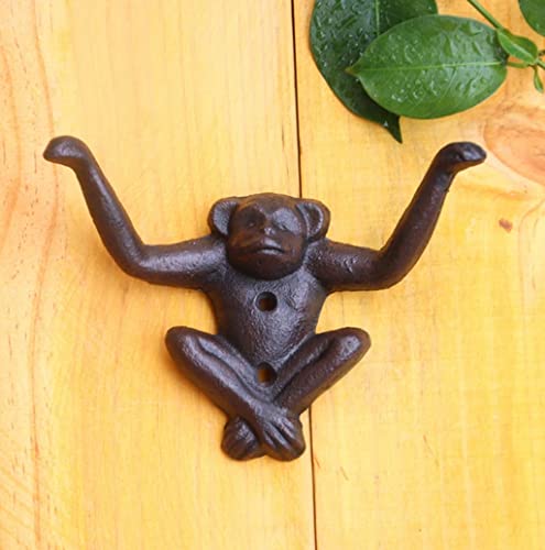 lanyinxianzi Rustic Cast Iron Monkey Hook Wall Hanger Decor Wall Key Holder Towel Holder