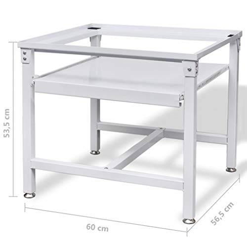 INLIFE Washer Dryer Stand with Pull-Out Shelf, Heavy Duty Washing Machine Pedestal Adjustable Height Base for Mini Air Conditioner Refrigerator Dryer 24.8"x21.3"x12.2"(WxDxH)