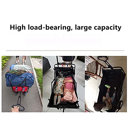 Collapsible Folding Wagon, Folding Wagon,Collapsible Utility Trolley Outdoor Cart,with Rubber Universal Wheels,for Camping Garden Beach All Terrain wi