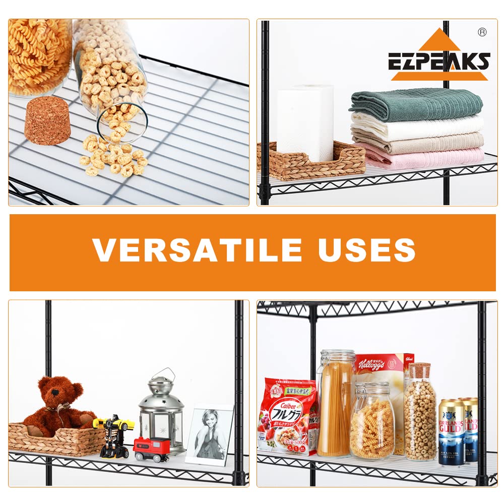 EZPEAKS 2-Pack 5-Shelf Shelving Unit with 5-Shelf Liners, Adjustable, Steel Wire Shelves, 150lbs Loading Capacity Per Shelf, Shelving Units and Storage for Kitchen and Garage (30W x 14D x 60H)