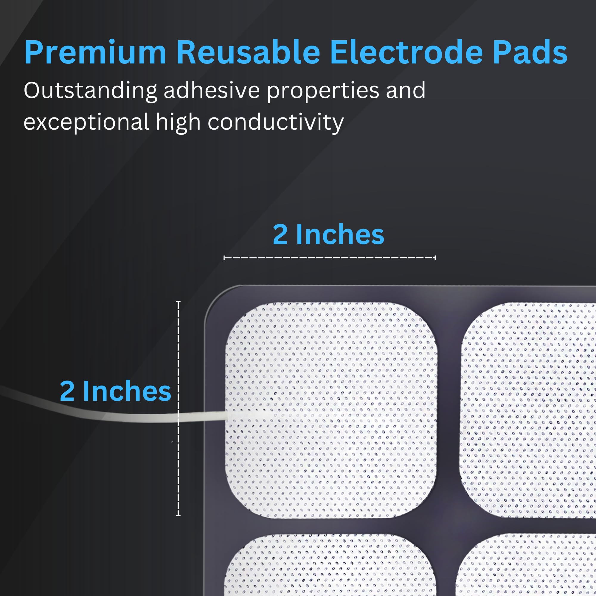Santamedical TENS Unit Replacement Pads 2x2 40 Pcs Premium Reusable Electrode Pads - Self Adhesive Electro Therapy Patches for Electrical Stimulation - Non Irritating Stim Pads Design