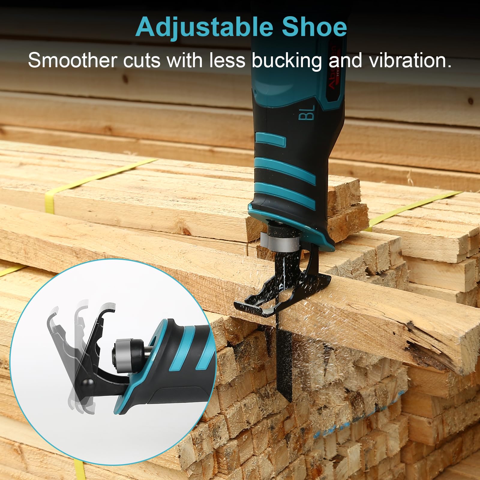 Cordless Reciprocating Saw Kit with 18V 2.0Ah Li-ion Battery and Charger,Electric Battery Powered Saw for Wood/Metal/PVC Pipe Cutting