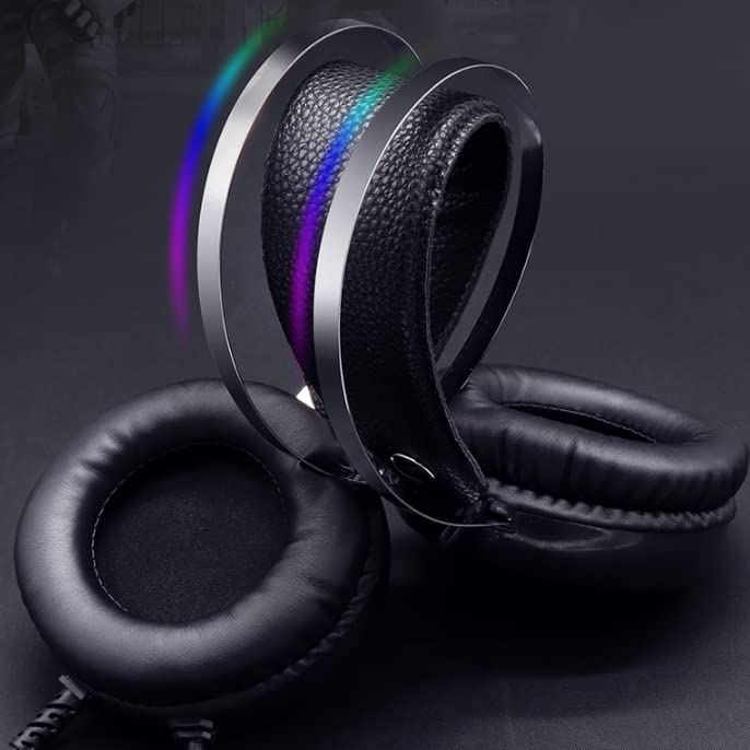 Dracaena Headset: USB dual 3.5mm - Over-ear Headphones with Noise cancelling - Deep Bass Stereo Sound - Ear Flexible Microphone Volume Control - LED light