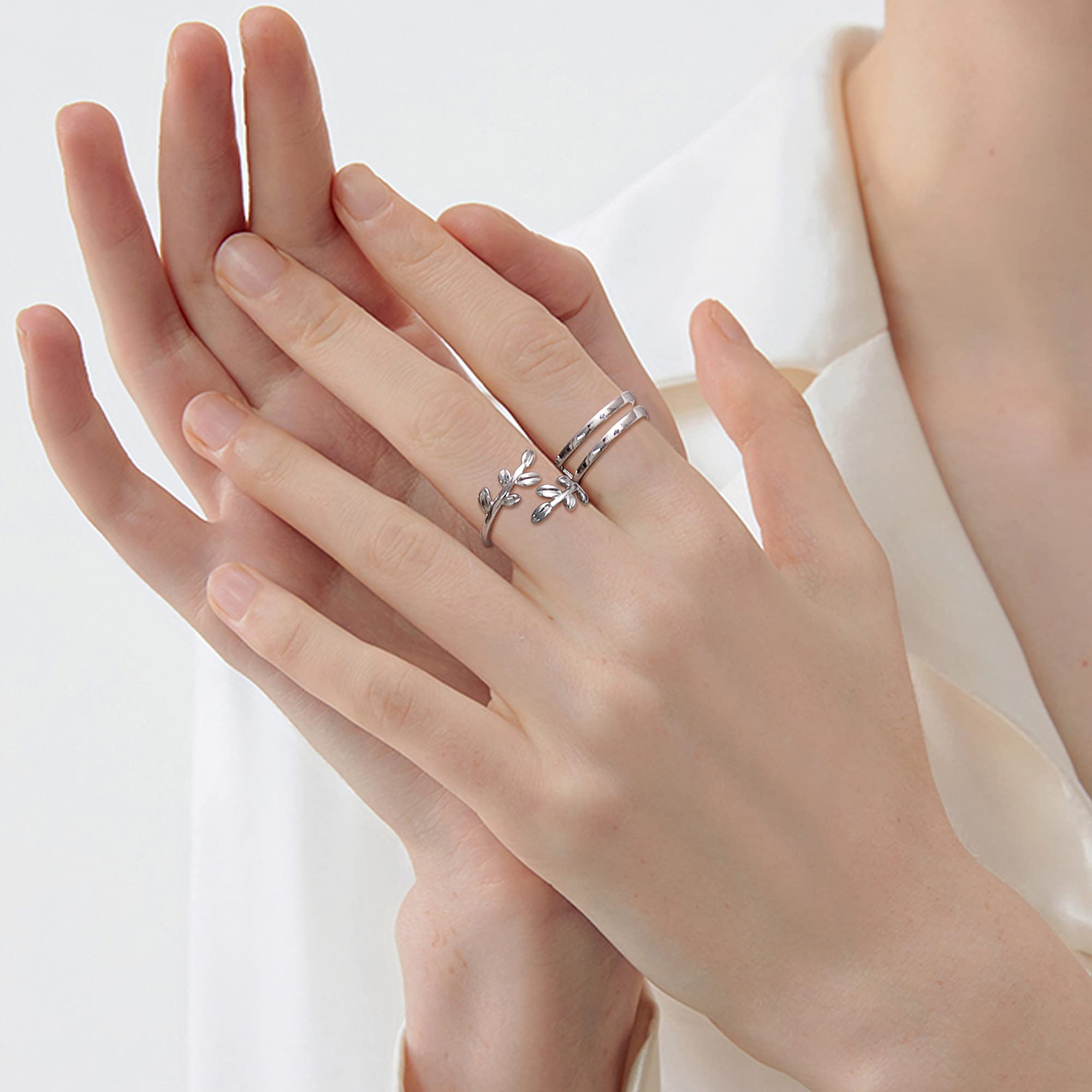 DOLOTTA 12Pcs Arrow Knot Wave Rings for Women Open Rings Set Adjustable Stackable Thumb Open Rings Set