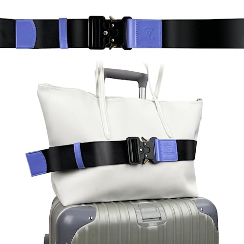 Luggage Straps for Carry On, Tuegher Add a Bag Travel Belt, Hands Free Luggage Helper, Adjustable and Stylish Belt with Metal Buckles for Second Bag, Tote, Airport Travel Accessory (Mar)