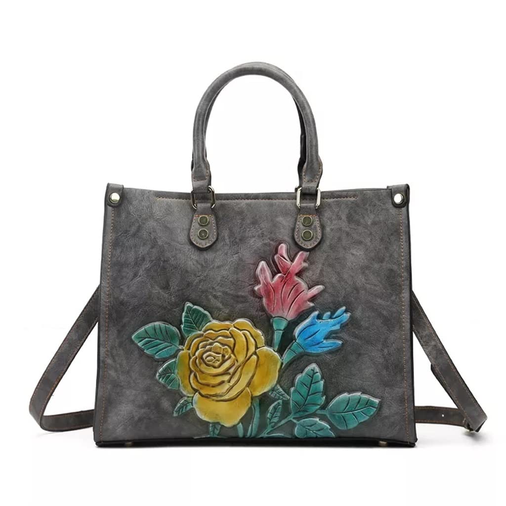 GHGHF Handbag Women Floral Embossed Shoulder Bag Large Capacity Tote Bag (Color : C, Size