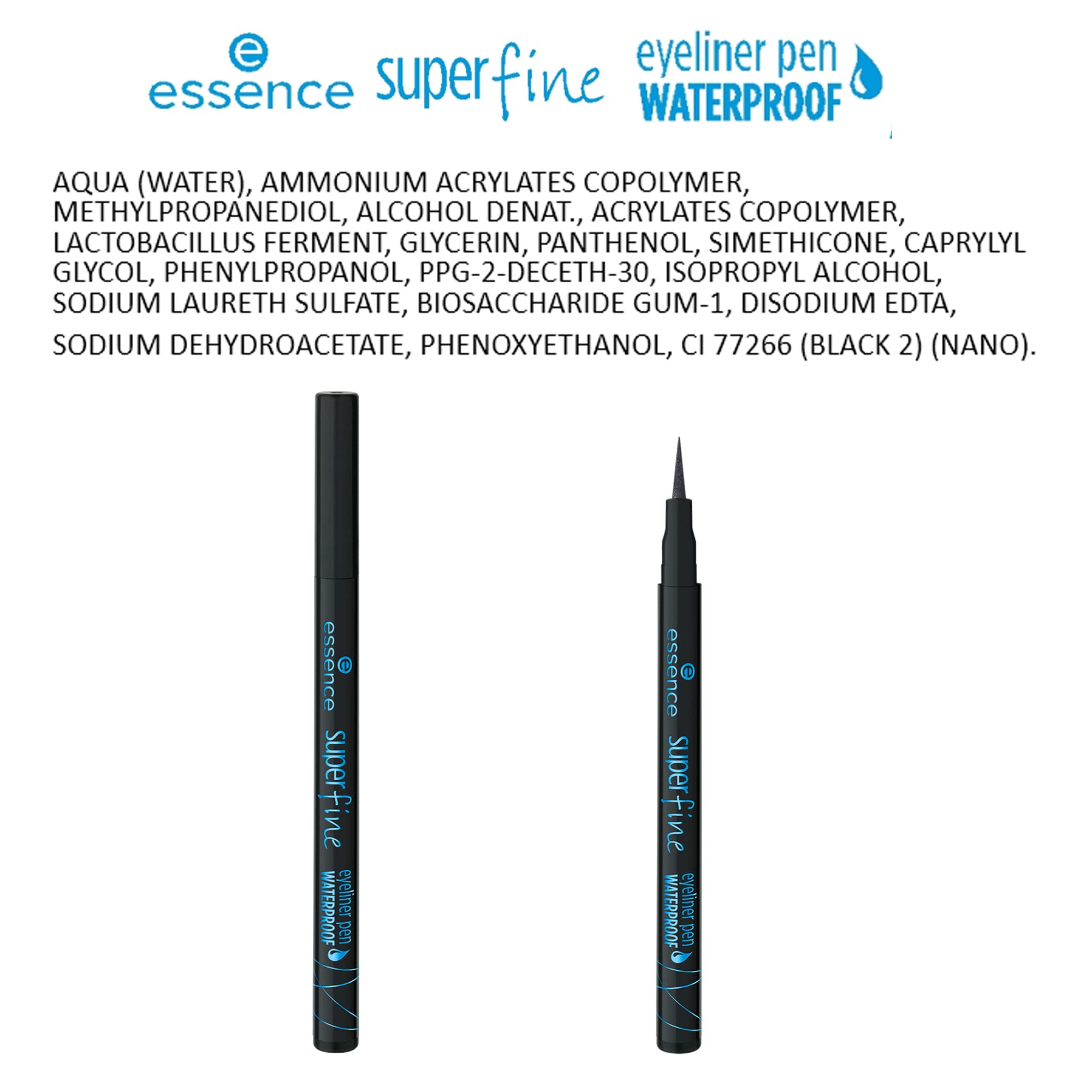 essence | 5-Pack Black Waterproof Superfine Eyeliner Pen | Longlasting & Pigmented Liquid Formula | Glide-on & Precise Application | Felt Tip Applicator | Paraben Free | Cruelty Free