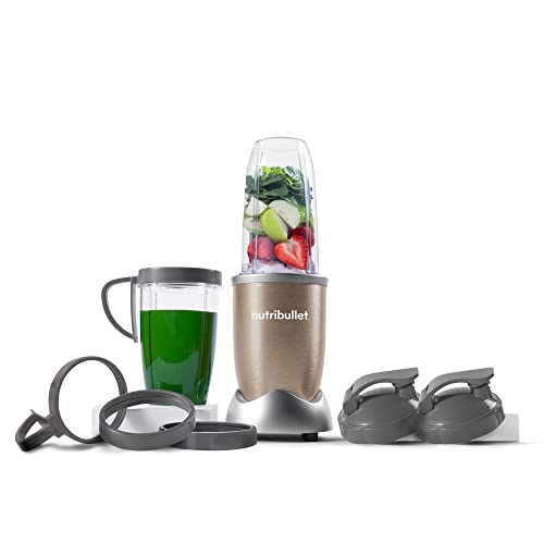 NutriBullet Pro - 13-Piece High-Speed Blender/Mixer System with Hardcover Recipe Book Included (900 Watts) Champagne, Standard & 900 Watt/Sport Cross Extractor Blade.60 Pounds, Gray
