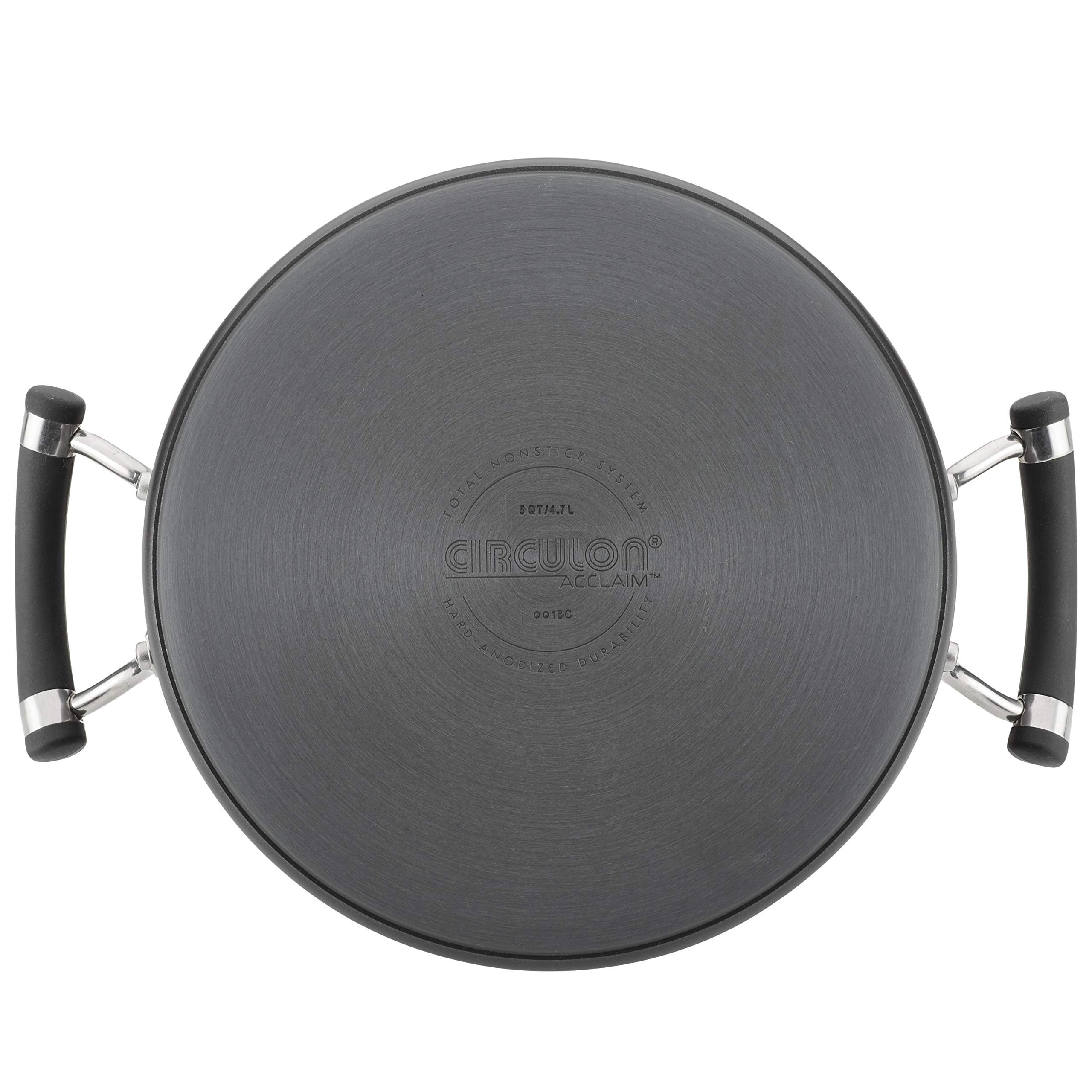 Circulon Acclaim Hard Anodized Nonstick Casserole Dish/ Casserole Pan / Dutch Oven with Lid - 5 Quart, Black