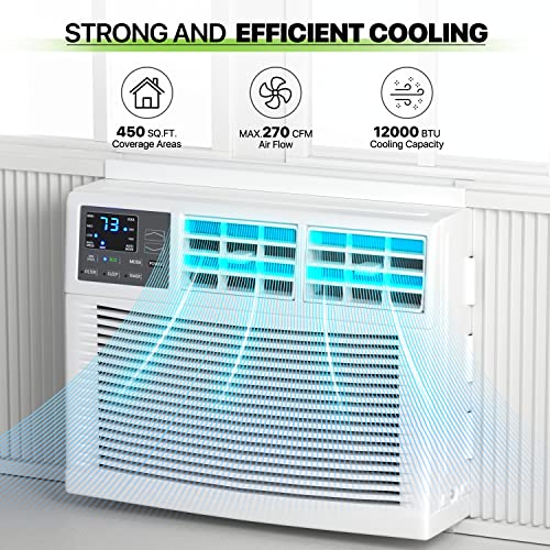 Magshion Window Air Conditioner 12000 BTU, Wi-Fi Enabled or Remote Control, Cooling for Large Rooms up to 450 Sq. Ft., 12K BTU Window AC Unit with Easy Install Kit