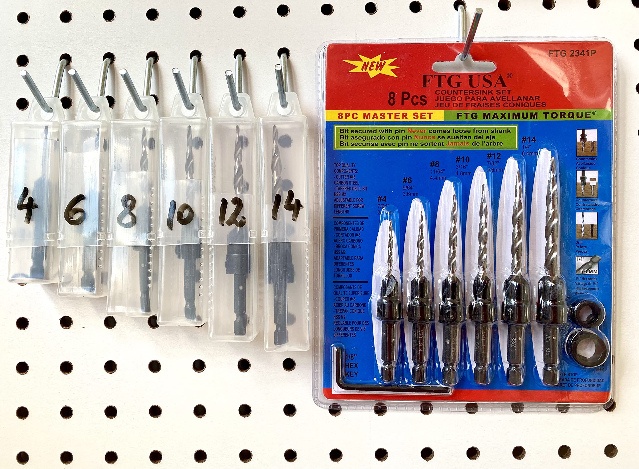 FTG USA 6 Piece Drill Bit Cases Designed as Storage Container for Adjustable Countersink Drill Bits, Small Containers, Plastic Boxes Used as Storage Case for Replacement Drill Bits