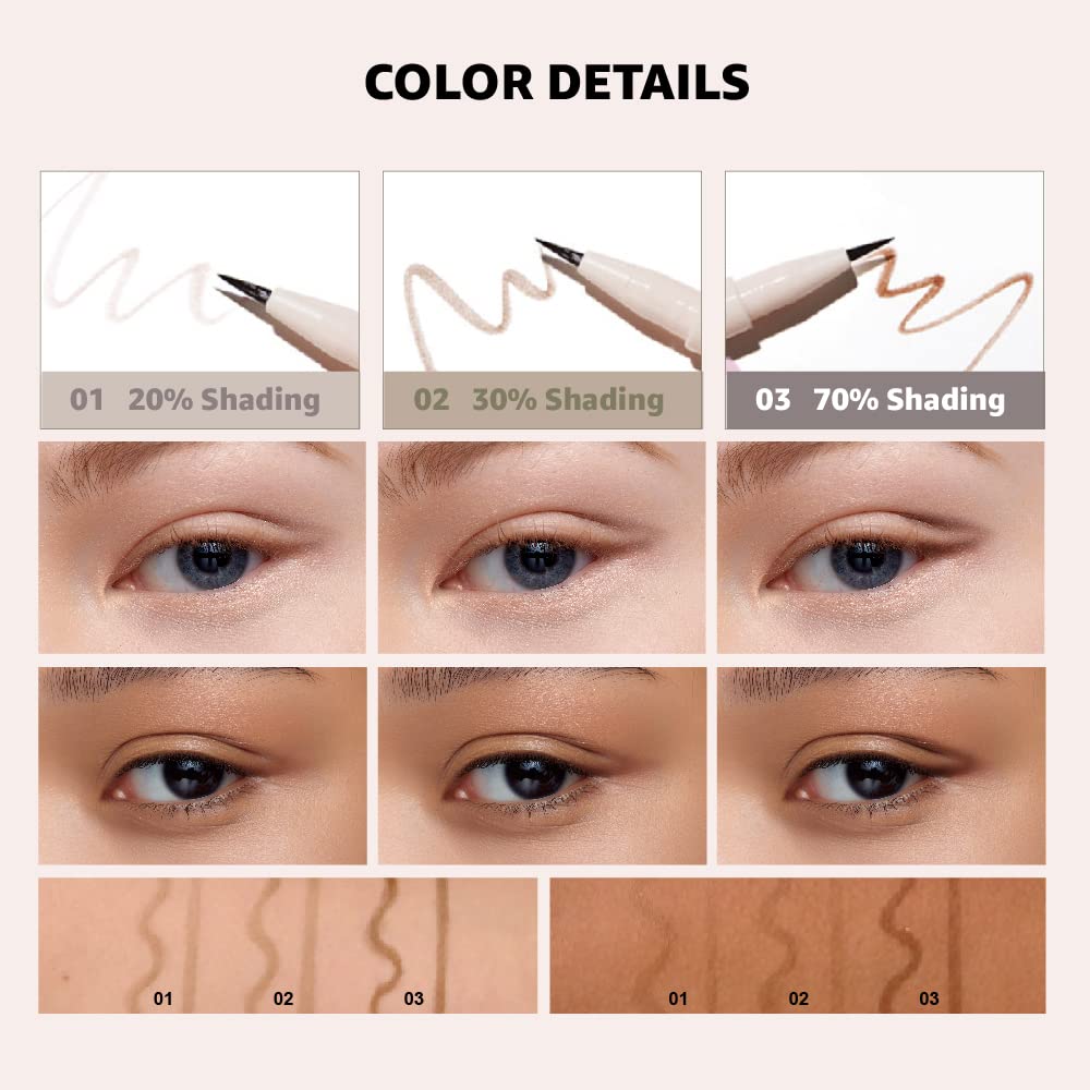COLORGRAM Shade Re-Forming Brush Liner 30% Brown | Liquid Eyeliner, Long-Lasting Daily Makeup, Natural Eye Makeup, Smudgeproof, Winged Eyes, Cat Eye