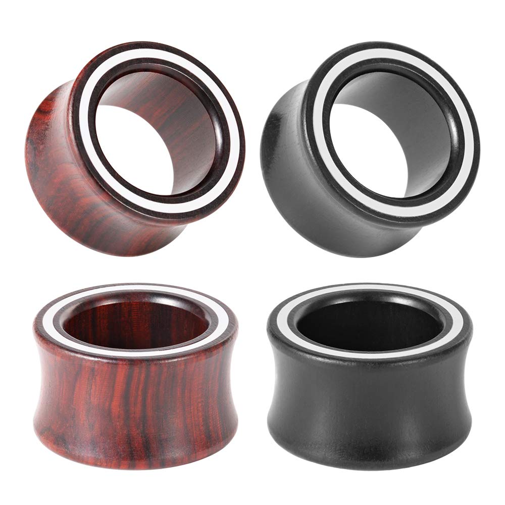 COOEAR 2 Pairs Wood Ear Gauges Eyelet Ear Tunnels Elegant Plugs Seashell Circle style Earrings Stretcher.