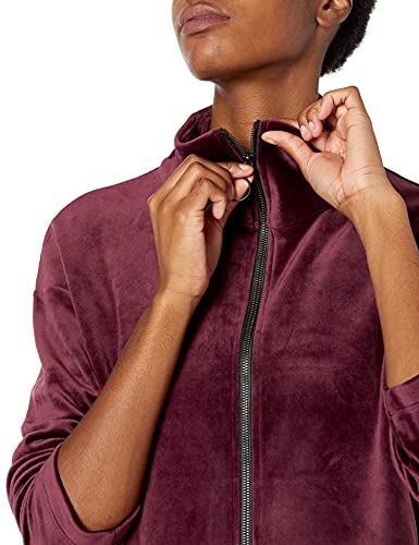 Core 10 Women's Velvet Full Zip Yoga Jacket, Burgundy/Black, 2X